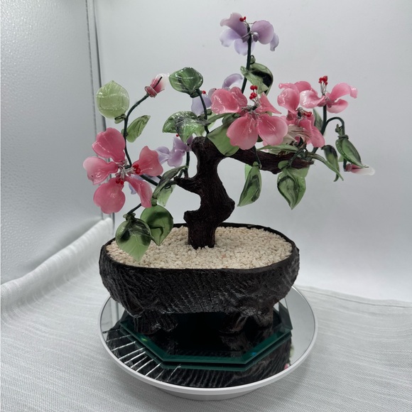 Art | Bonsai Sculpture Chinese Glass Jade Tree Pink And Lavender ...